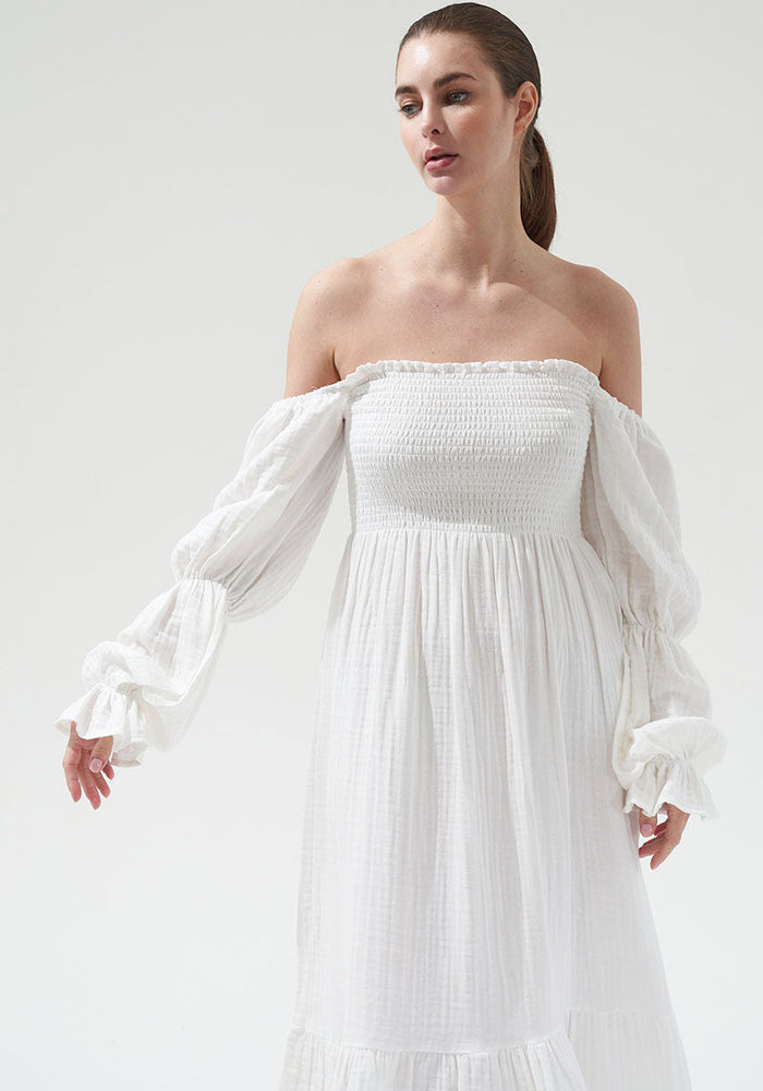 New YUKI Dress – White Triple Gauze Maternity Dress | Nothing Fits But